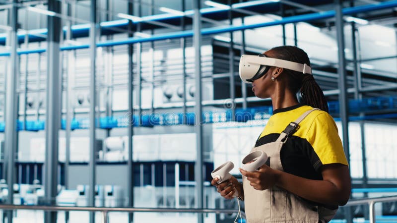 Smart Factory Engineer Implements Automated Workflows Using VR Headset Stock Video - Video of ...