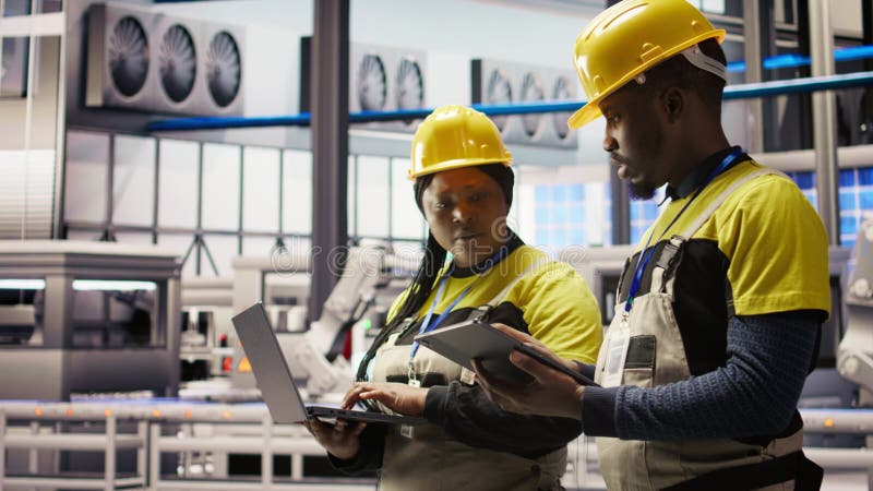 Smart Factory Engineering Team Implement Automated Workflows Stock