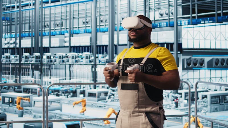 Smart Factory Employee Typing on PC Keyboard, Testing Automated Systems ...