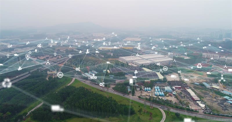 Smart Factory. Industrial Area and Communication Network Concept. Smart ...