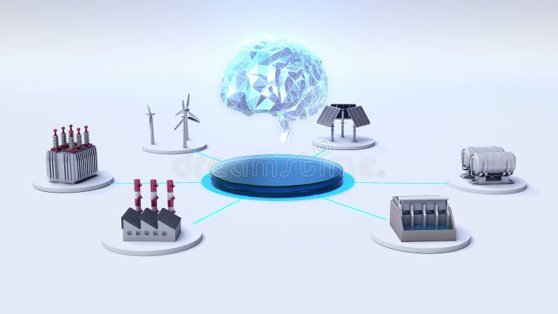 Smart Factory, Solar Panel, Wind Generator, Hydroelectricity Connect ...
