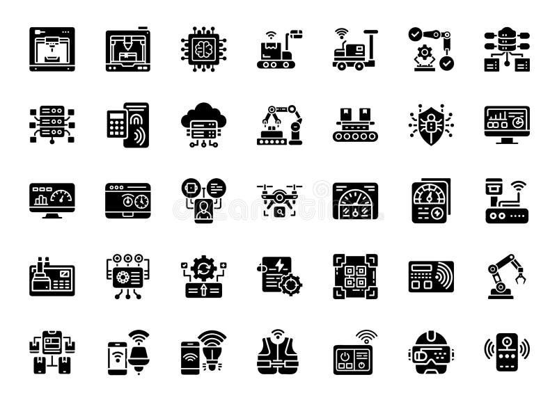 Smart Factory Themed Icon.set Stock Vector - Illustration of iconset ...