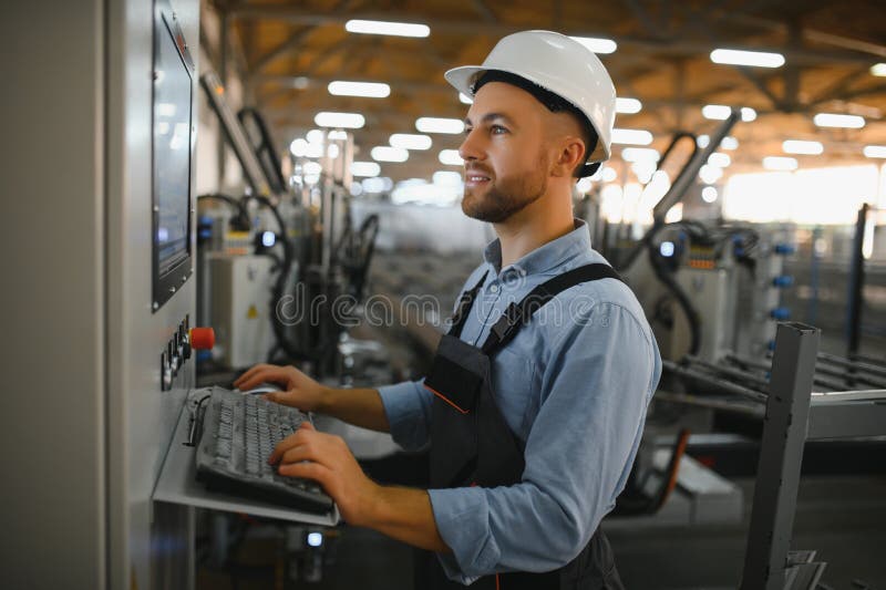 Smart Factory Worker or Engineer Do Machine Job in Manufacturing ...