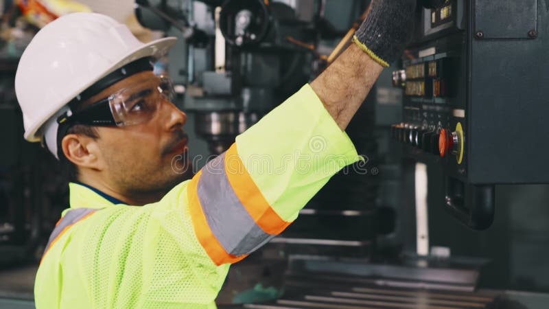 Smart Factory Worker Using Machine in Factory Workshop Stock Footage ...