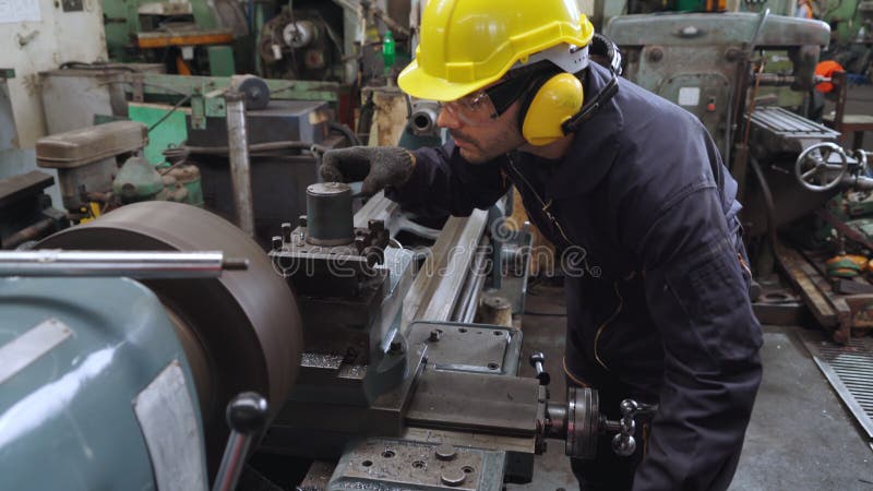 Smart Factory Worker Using Machine in Factory Workshop Stock Photo ...