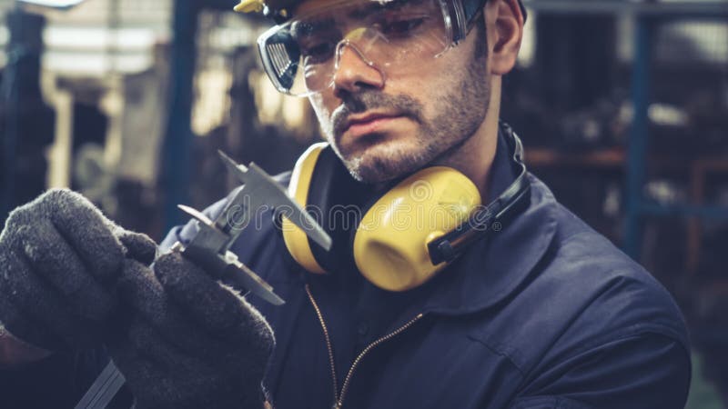 Smart Factory Worker Using Machine in Factory Workshop Stock Photo ...