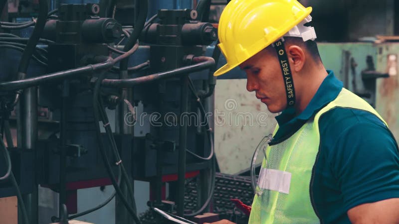 Smart Factory Worker Using Machine in Factory Workshop Stock Video ...