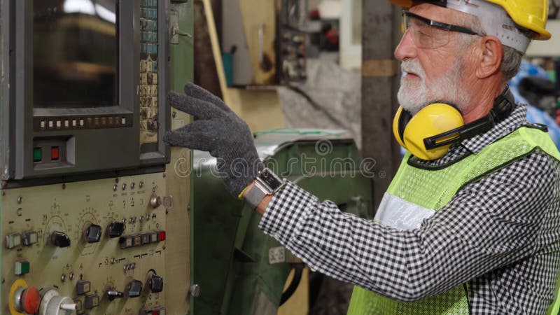 Smart Factory Worker Using Machine in Factory Workshop Stock Photo ...