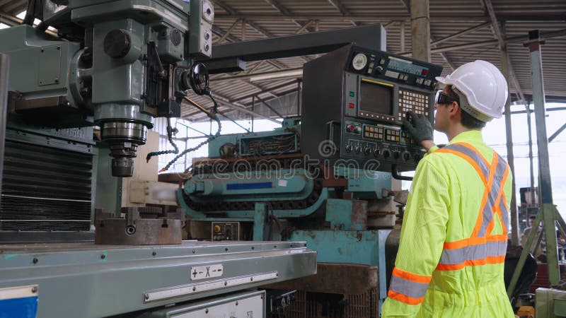 Smart Factory Worker Using Machine in Factory Workshop Stock Image ...