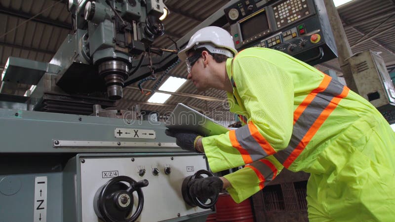 Smart Factory Worker Using Machine in Factory Workshop Stock Image ...