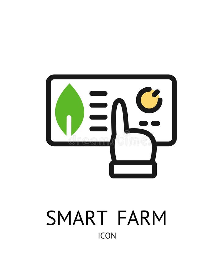 Smart Farm Application Sign Thin Line Icon Emblem Concept and Clicking ...
