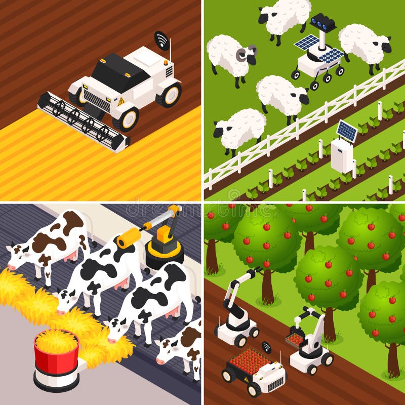 Smart Farm Gradient Icons Set Stock Vector - Illustration of adronomy ...
