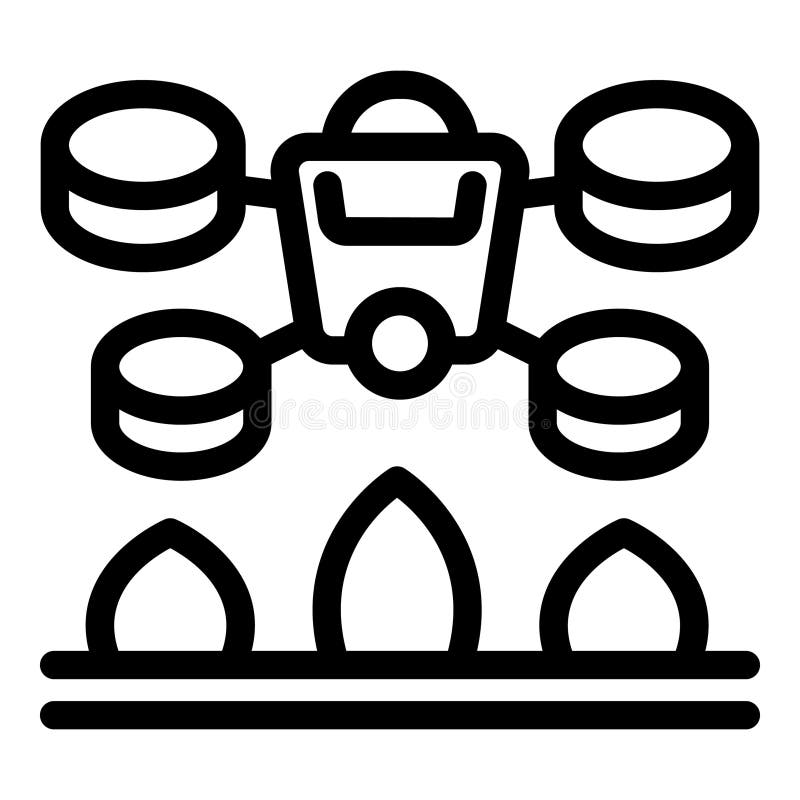 Smart Farm Drone Spraying Crops Icon Stock Illustration - Illustration ...