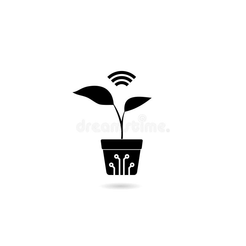 Smart Farm Icon with Shadow Isolated on White Background Stock Vector ...