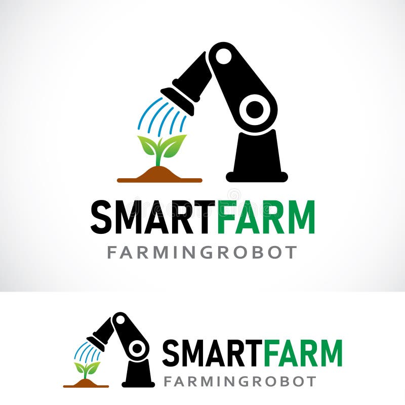 Smart Farm Logo Design Template Stock Vector - Illustration of robotic ...