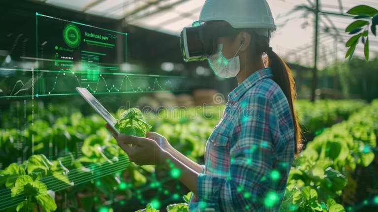 Smart Farming ,agriculture Concept, Farmer Use Data Augmented Mixed Virtual Reality Integrate ...