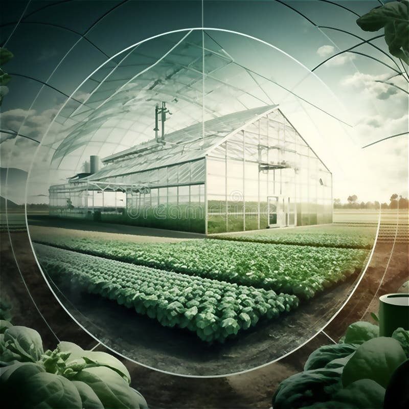 Smart Farming Concept. Greenhouse with Rows of Plants. Innovations and ... Smart Farming Concept. Greenhouse with Rows of Plants. Innovations and ...