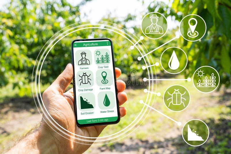 Smart Farming Digital Technology Agriculture App Stock Image - Image of ...