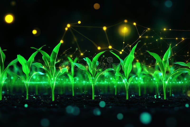 Smart Farming is Illustrated Featuring the Growth of Corn Seedlings ...