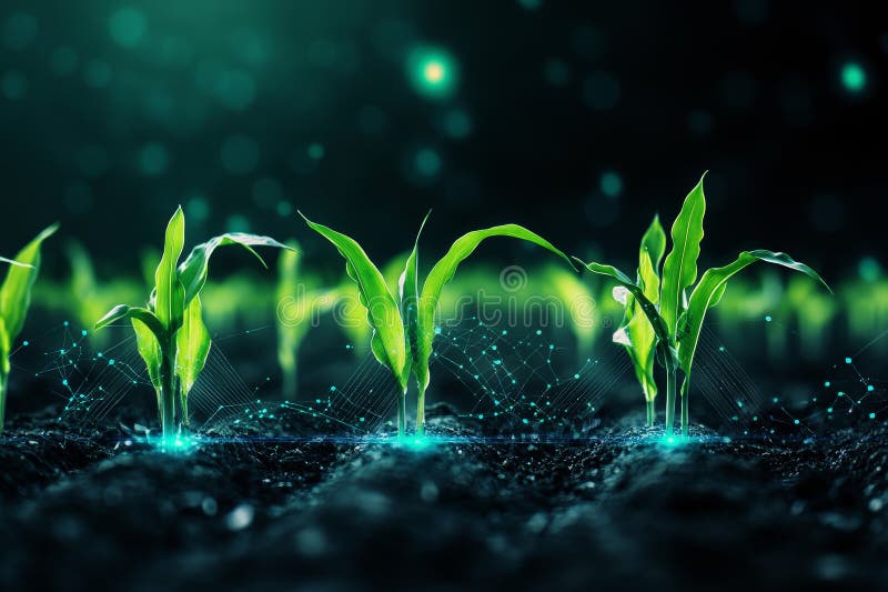 Smart Farming is Illustrated Featuring the Growth of Corn Seedlings ...