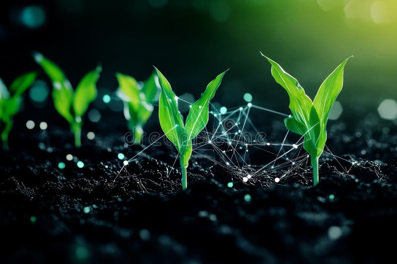 Smart Farming is Illustrated Featuring the Growth of Corn Seedlings ...