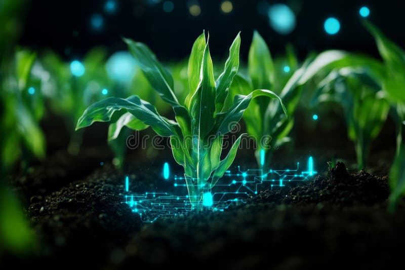 Smart Farming is Illustrated Featuring the Growth of Corn Seedlings ...