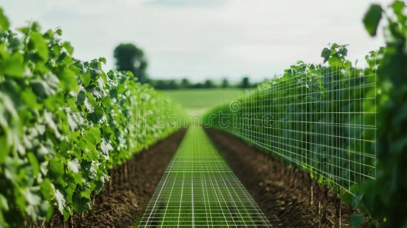 Smart Farming Technology Analyzing Grape Vines in Vineyard Stock Photo ...