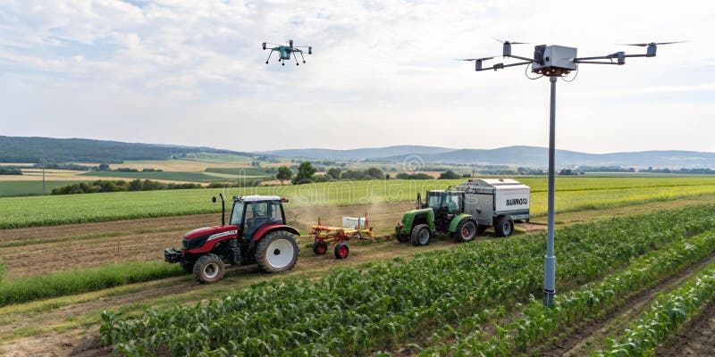 Smart Farming Technology in the Field Stock Illustration - Illustration ...