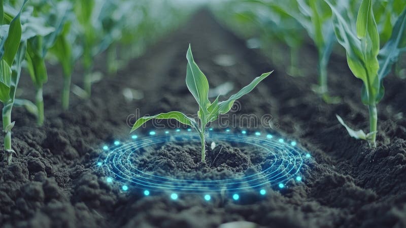 Smart Farming Technology Maize Seedling with Futuristic Digital ...