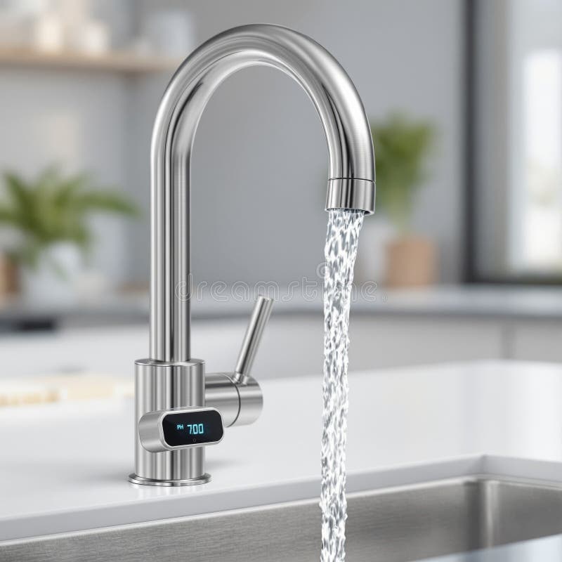 Smart Faucet with PH Display, Generative Ai Stock Illustration ...