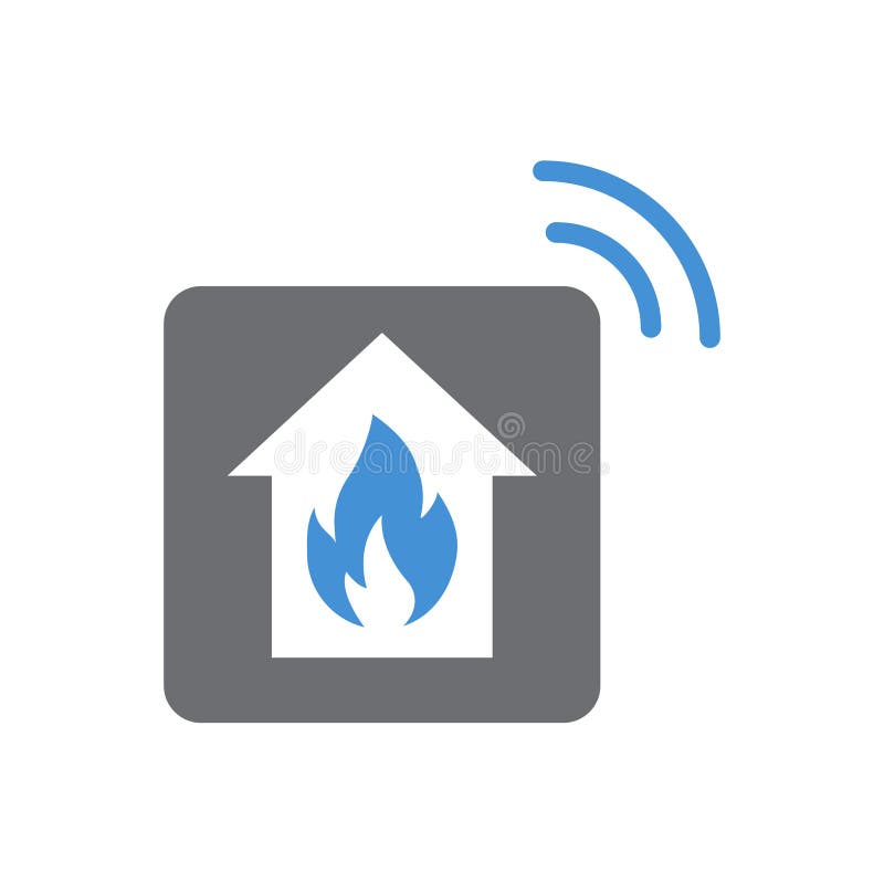 Smart Fire Alarm System Icon on White Background for Graphic and Web ...
