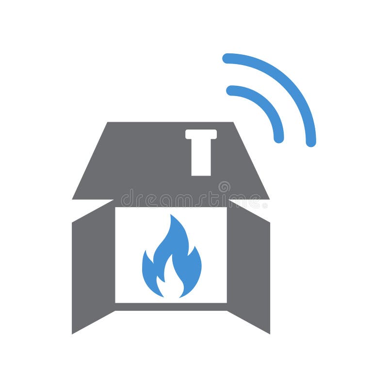Smart Fire Alarm System Icon on White Background for Graphic and Web ...