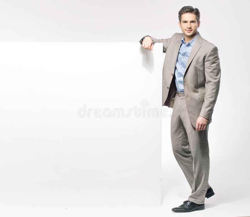 Smart Fit Guy with Large White Board Stock Photo - Image of empty ...
