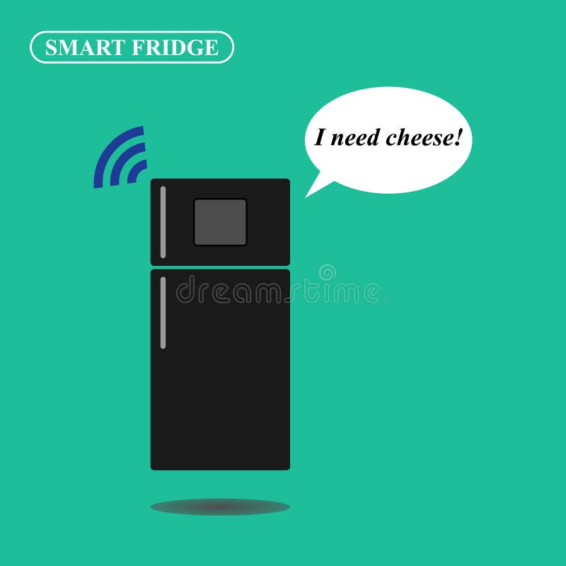 Smart fridge concept stock illustration. Illustration of design - 75583946