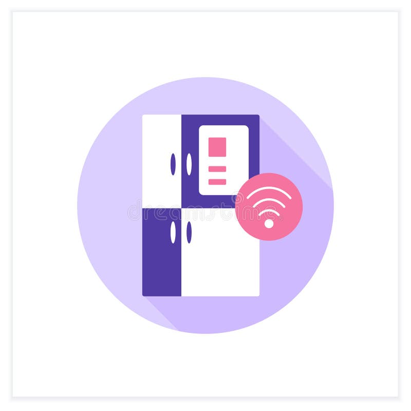Smart fridge flat icon stock vector. Illustration of interactive ...