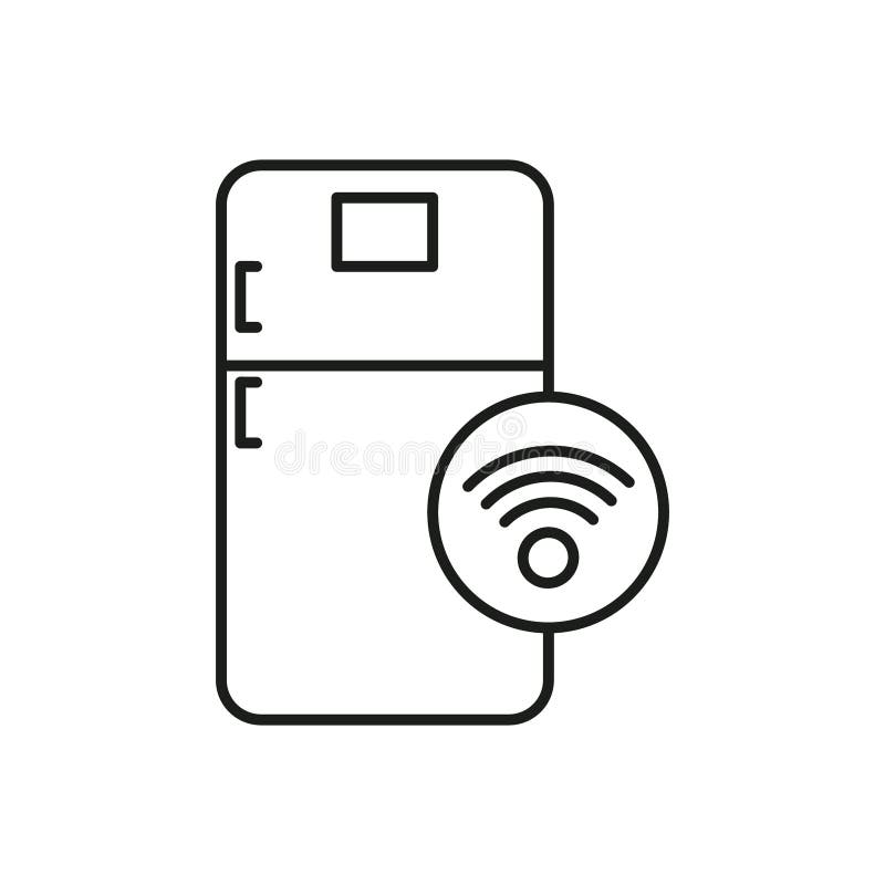 Smart Fridge Icon Flat Line Symbol Set Stock Illustration ...