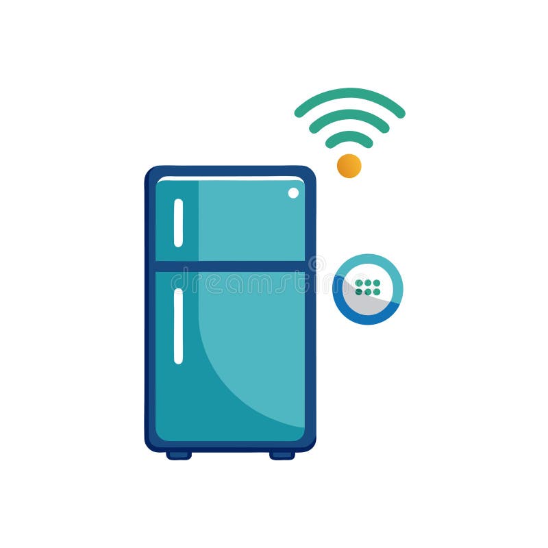 Smart Fridge Icon - IoT Refrigerator with WiFi Connectivity and Smart ...