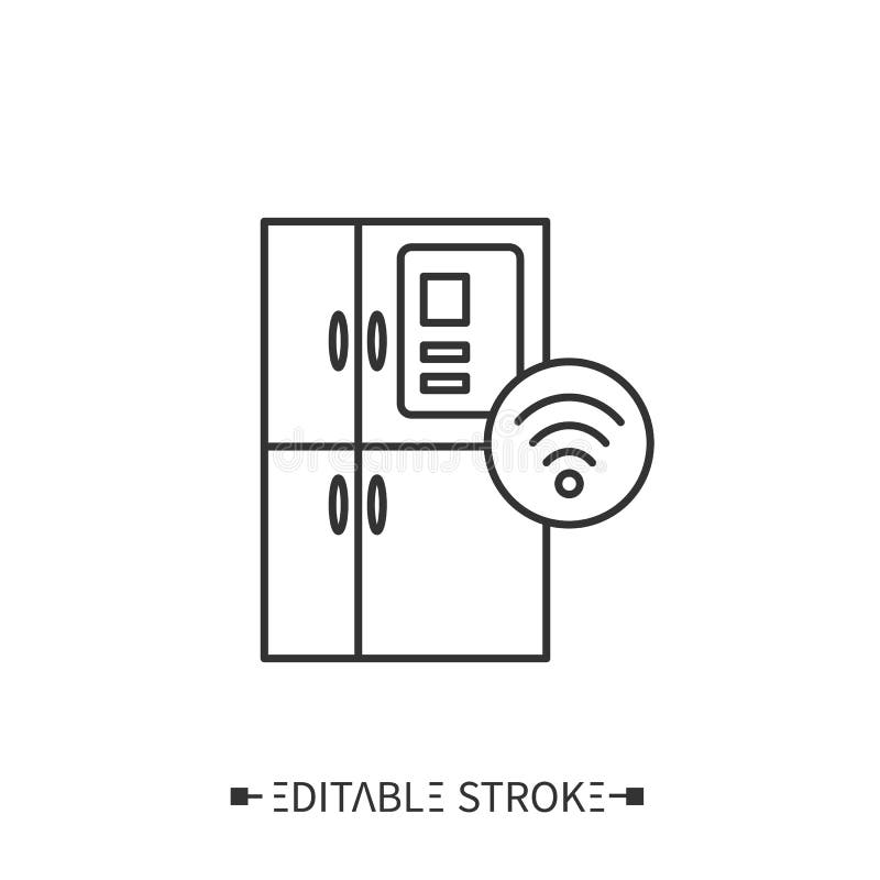 Smart Fridge Line Icon. Editable Illustration Stock Vector ...