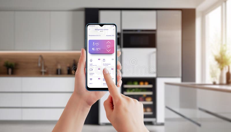 Smart Fridge Temperature Control Via Mobile App. Advanced Kitchen ...