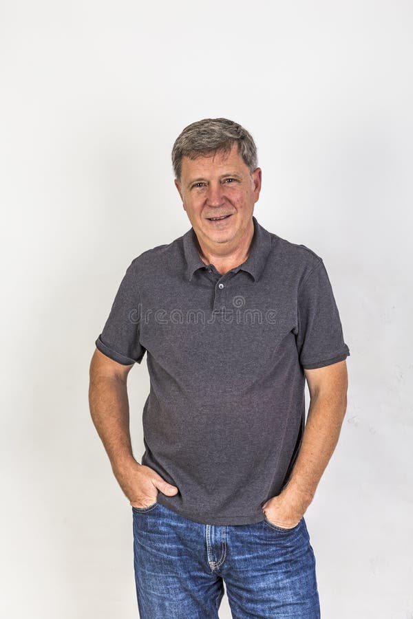 Smart Friendly Looking Mature Man Stock Photo - Image of white, studio ...