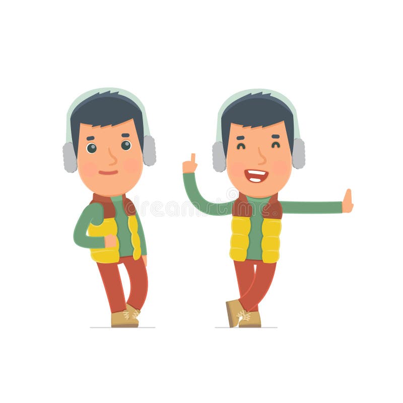 Smart and Funny Character Winter Citizen Leaned Against the Wall Stock ...