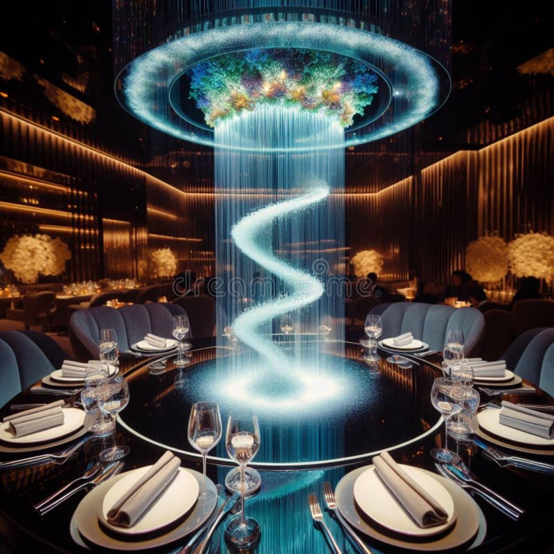Smart Futuristic Levitating Dining Table Centerpiece Featuring a ...