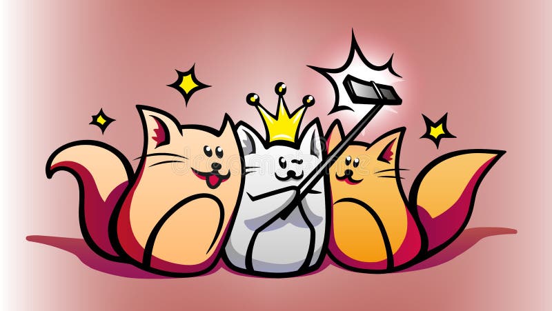 Smart Gadgets and Cute Cartoon Cats Stock Vector - Illustration of ...