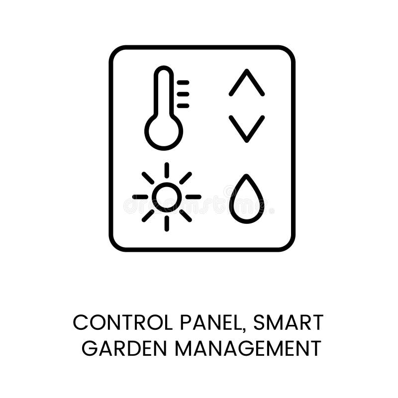Smart Garden Control Panel Icon with Editable Stroke for Temperature ...