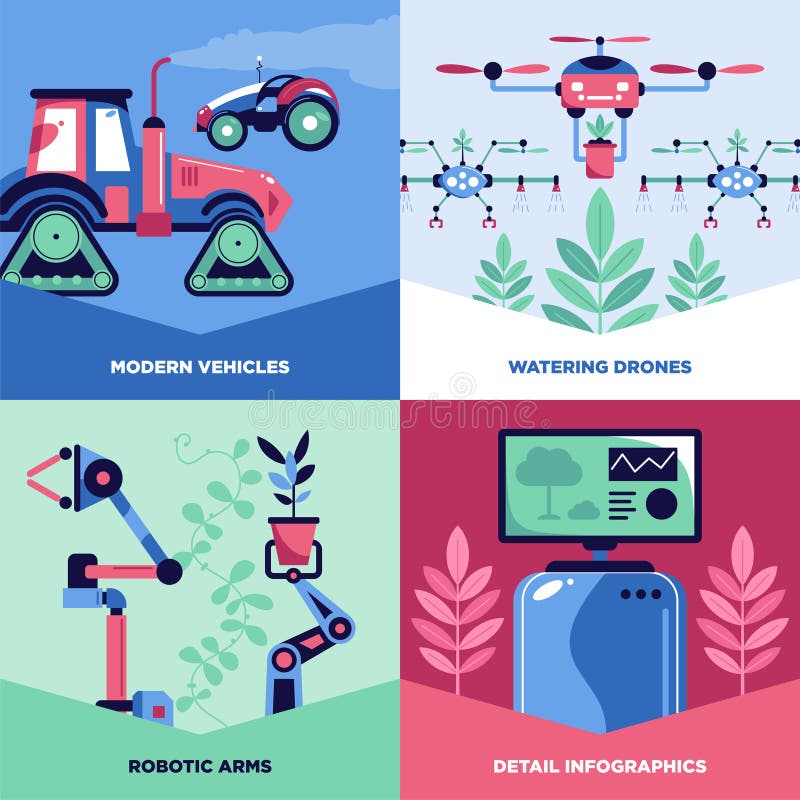 Smart Garden Background with Automated Technology Symbols Flat ...