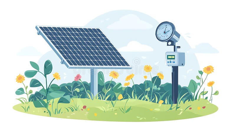 Smart Gardening System with Solar Panel and Timer in Blooming Flower ...