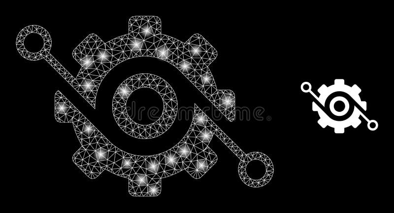 Smart Gear Icon - Polygonal Mesh with Glare Dots Stock Vector ...