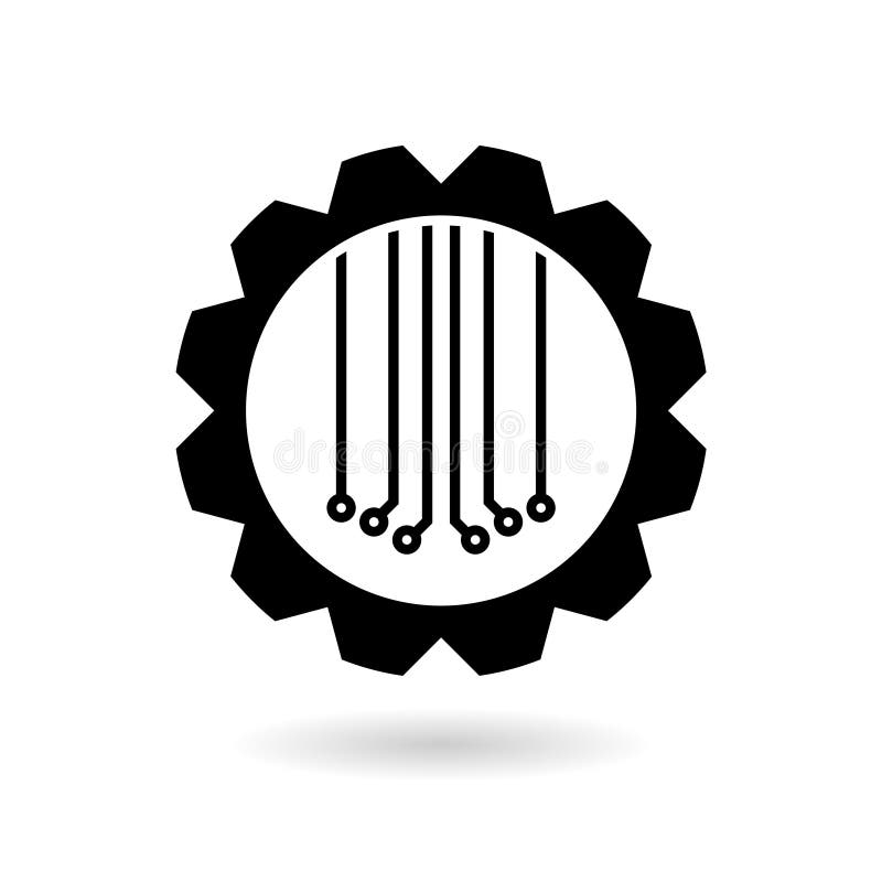 Smart Gear Icon with Shadow Stock Vector - Illustration of cogwheel ...