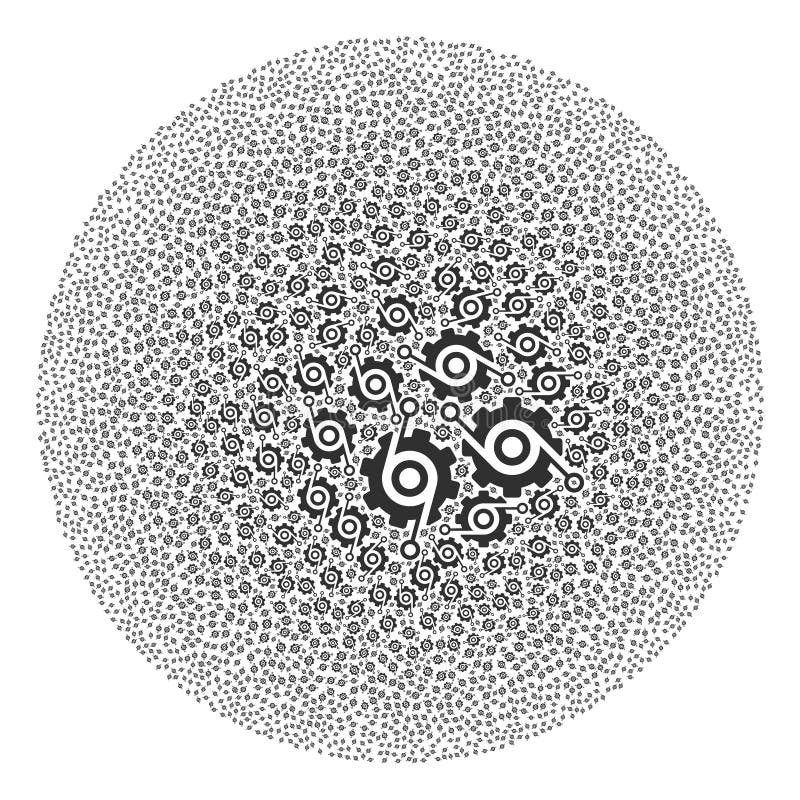 Smart Gear Icon Spheric Cluster Mosaic Stock Vector - Illustration of ...