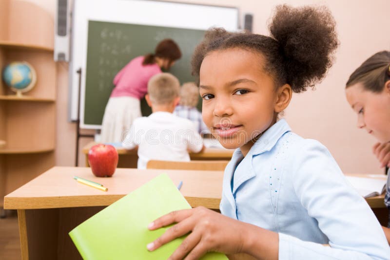 Smart girl stock image. Image of head, female, desk, lesson - 10664009